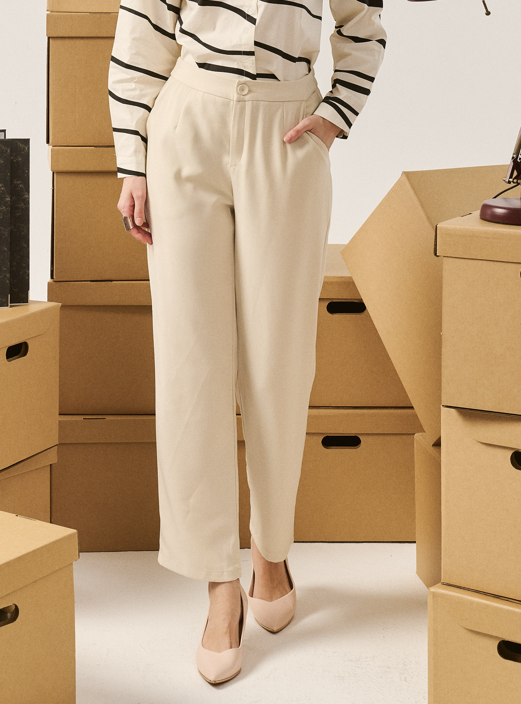 Cleo Straight Cut Slacks - Antique White – CURVA FABULOUS