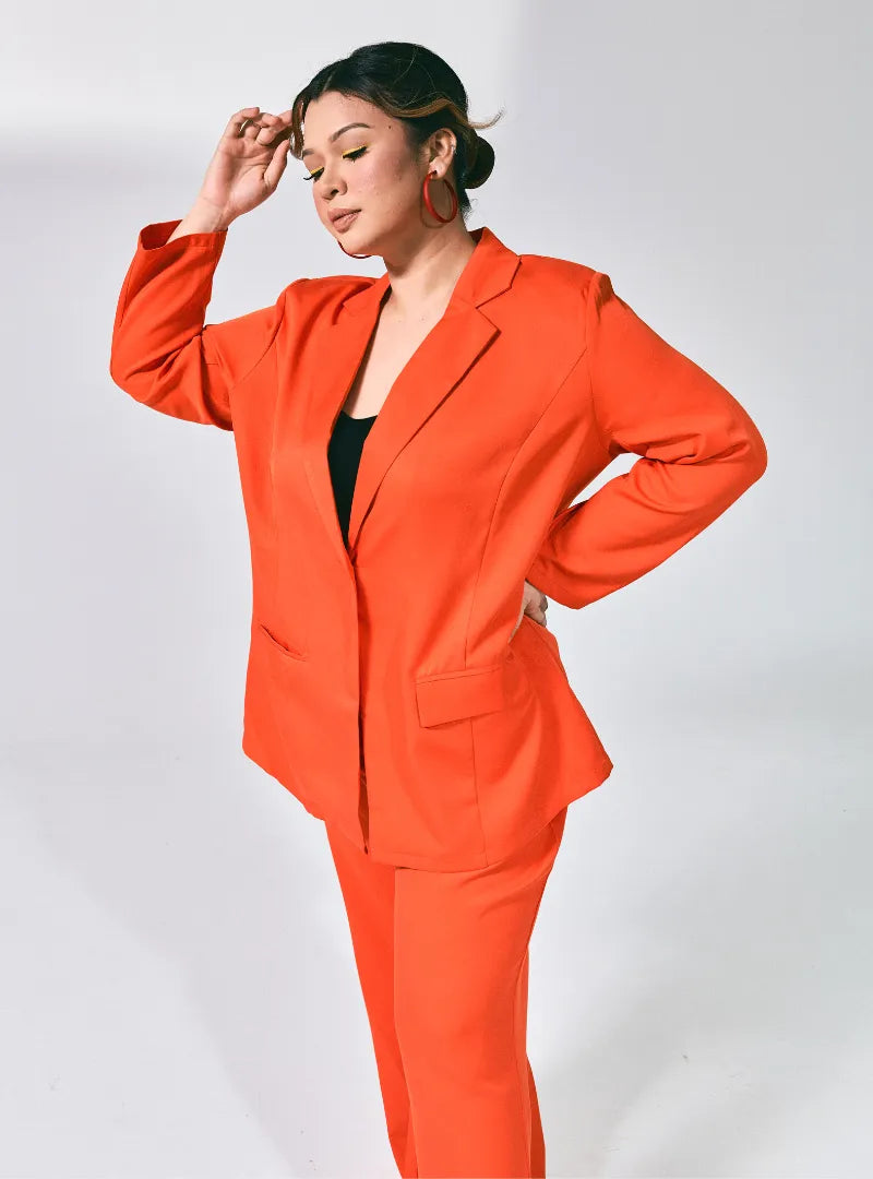 Lapel Collar Oversized Blazer - Vibrant Series – CURVA FABULOUS